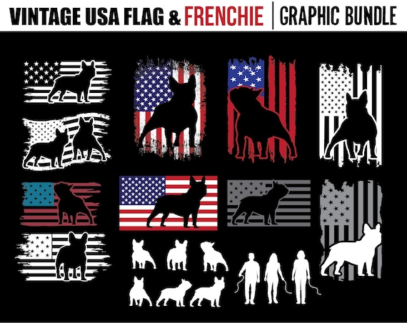 French Bulldog Svg Frenchie Dog Svg USA Flag Graphic Bundle | Etsy