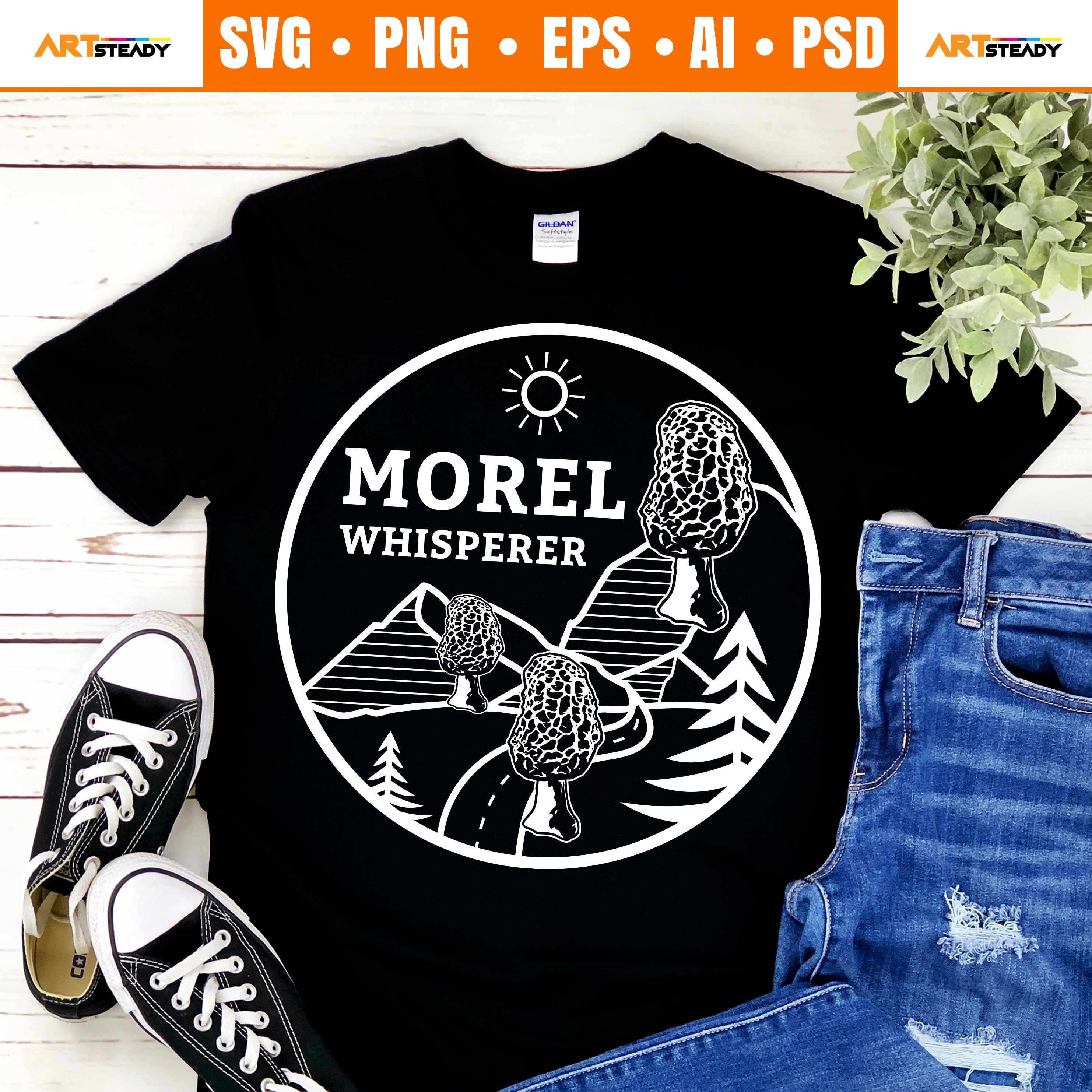 morel silhouette art mycologist morel mushrooms hunting svg files Morel ...