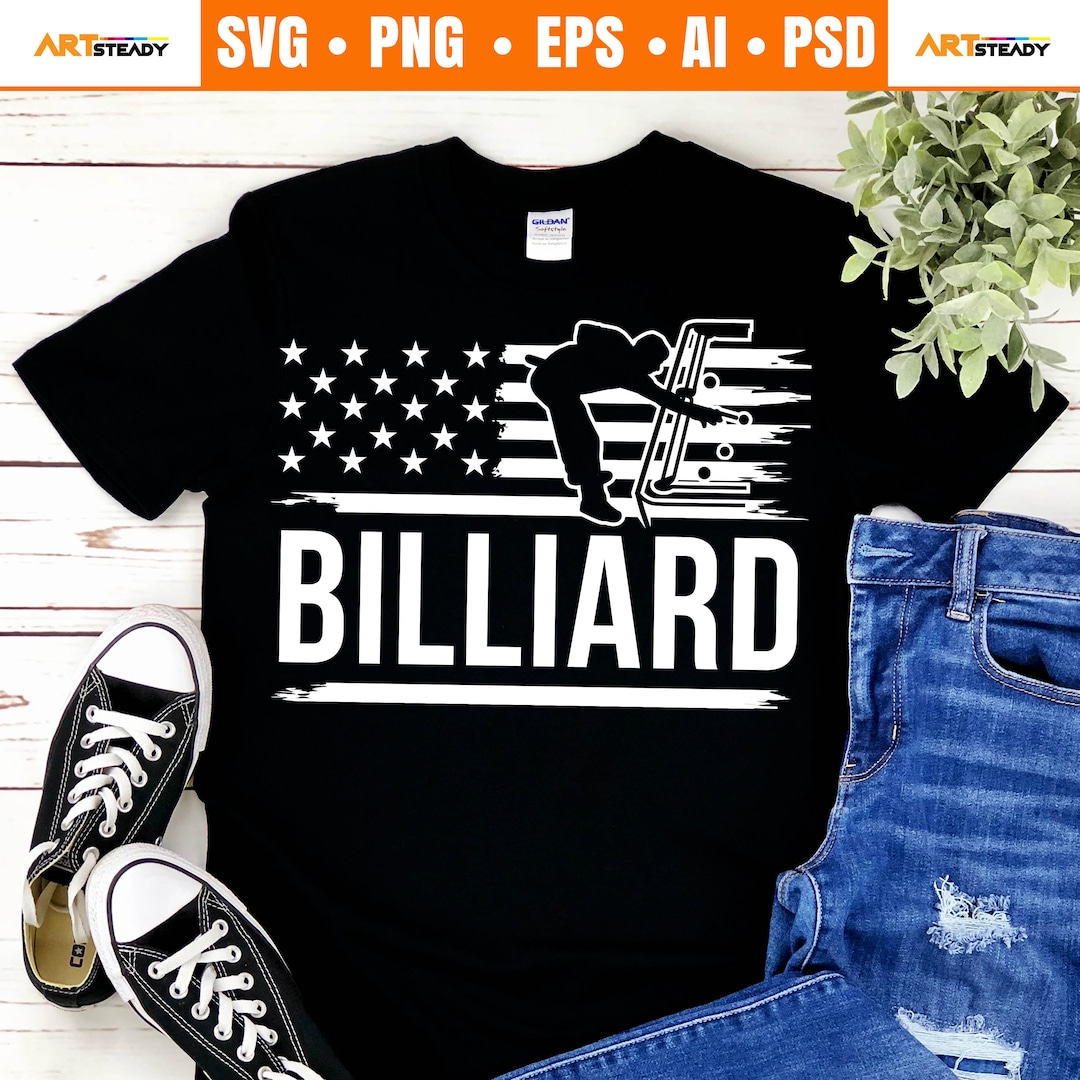 Billards Svg Files - Pool Sport Billiards Svg USA Vintage Flag - Etsy