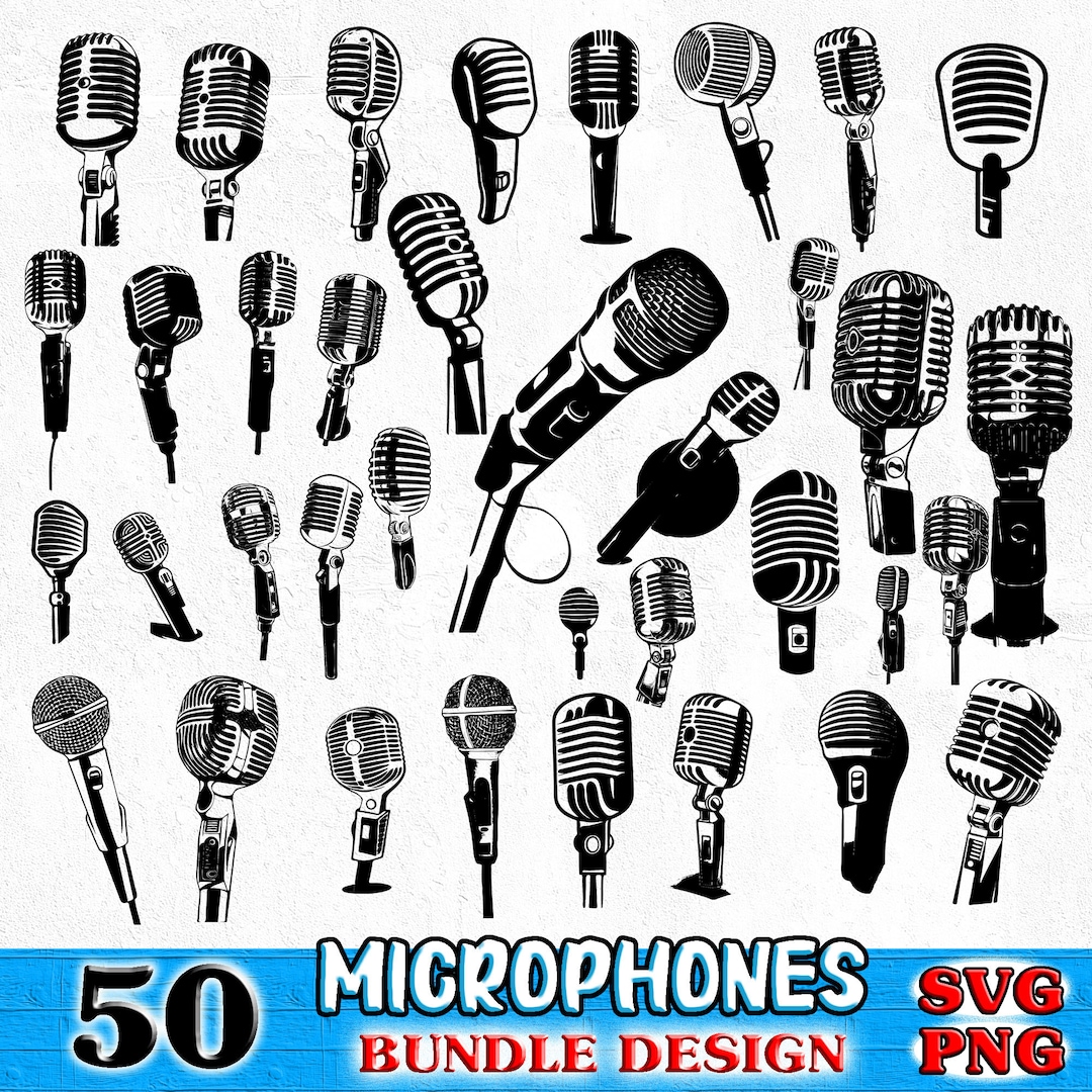 Microphone Microphone Bundle SVG, PNG Instant Digital Downloads - Etsy