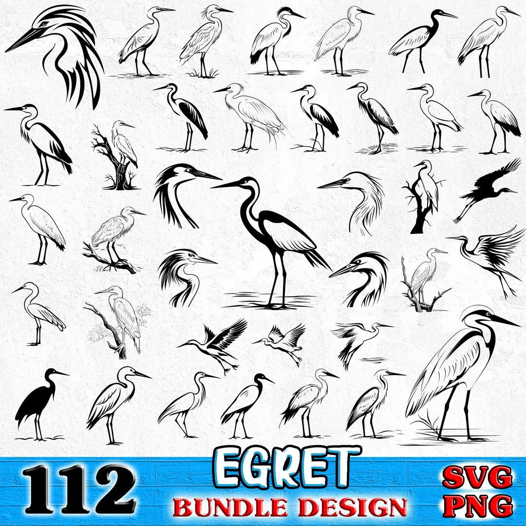 Egret, Bundle SVG, PNG Instant Digital Downloads - Etsy