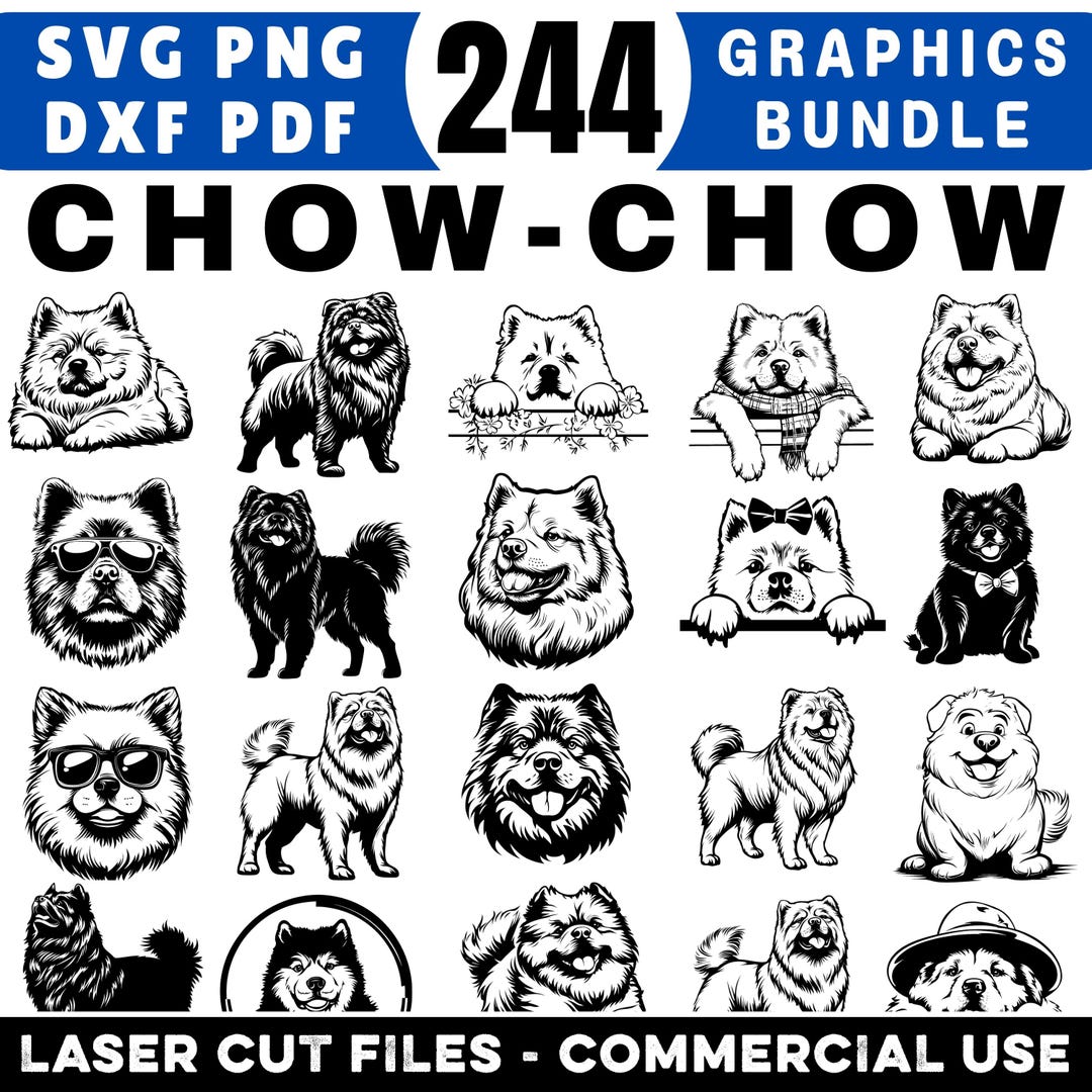 Laser Cut Files Chow Chow Dog Svg Dxf Png Jpeg Bundle Instant Digital ...