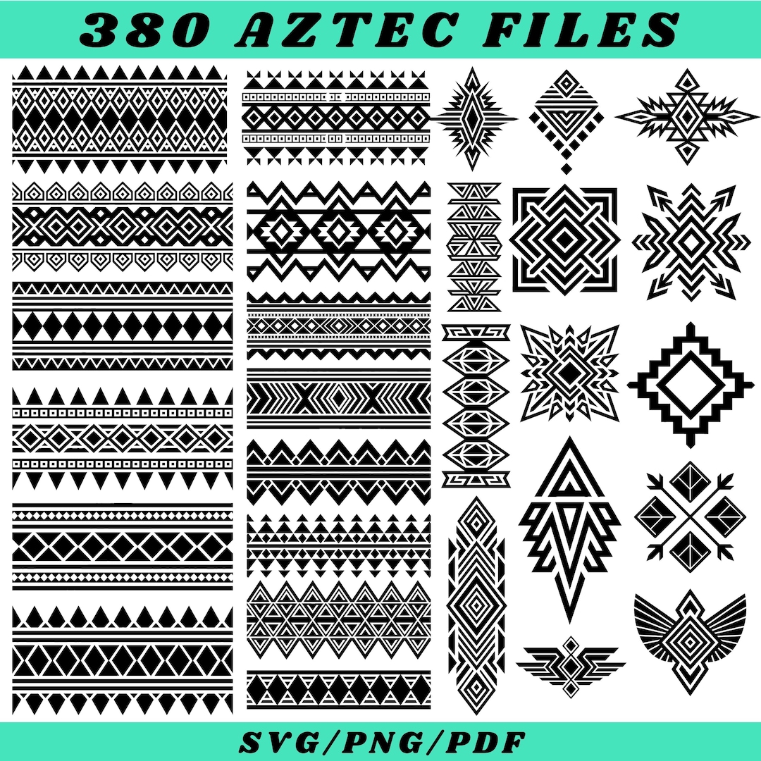 Aztec Svg Png Pdf Mega Bundle With Tribal Shapes and Decorative ...