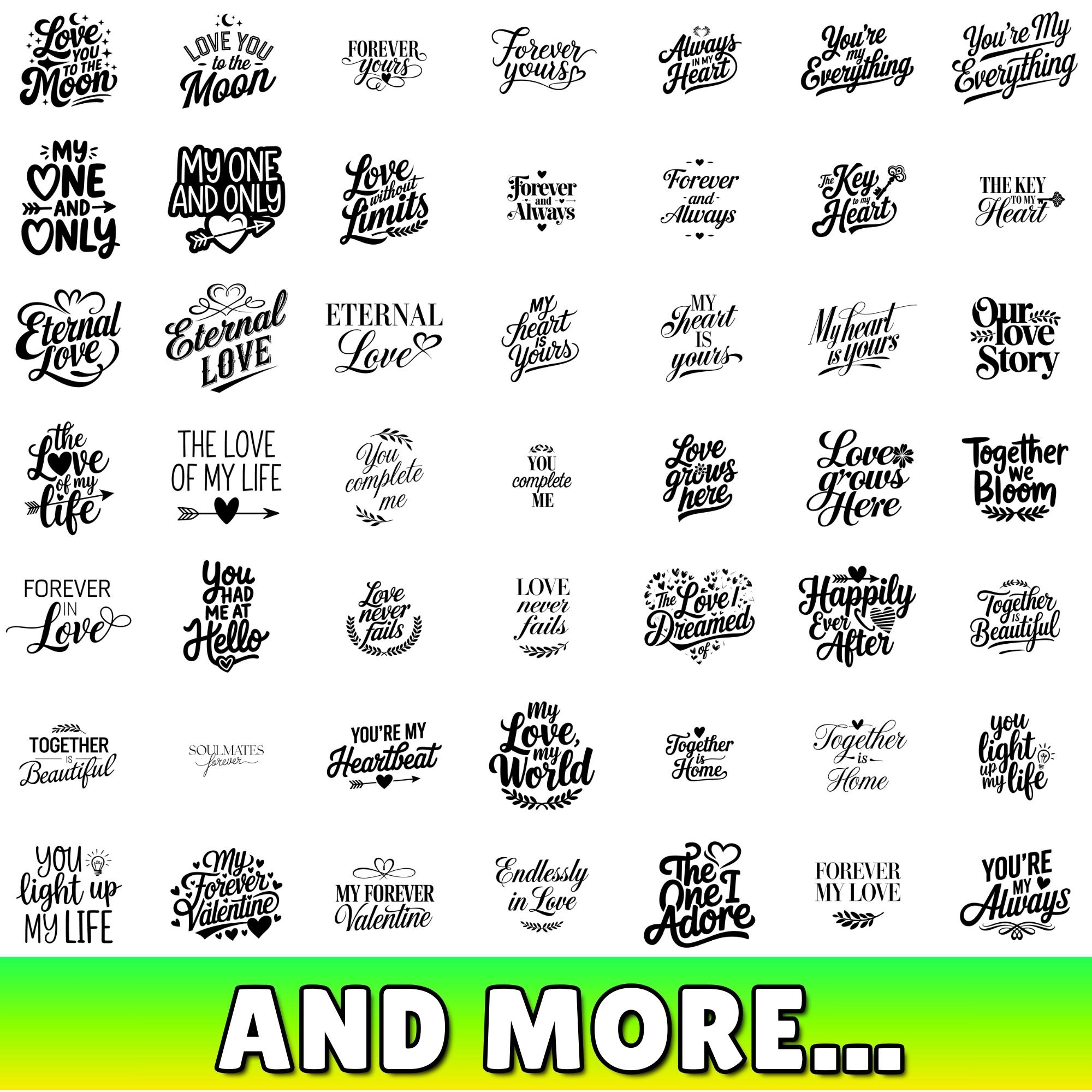 Romantic Phrases SVG | Love Quotes SVG Bundle | Couple Sayings DXF ...