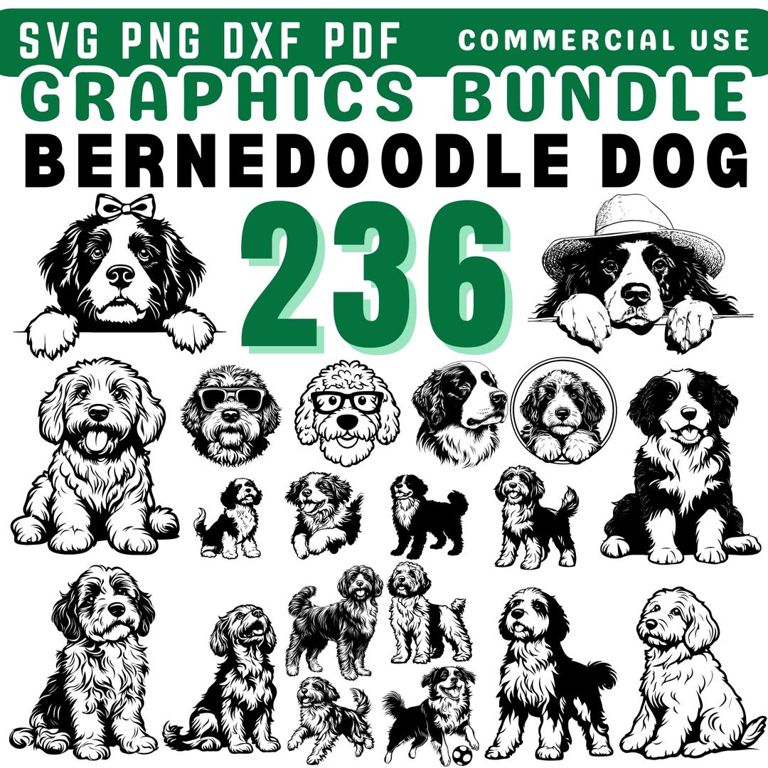 Bernedoodle Dog Svg Dxf Png Jpeg Bundle Instant Digital Downloads ...