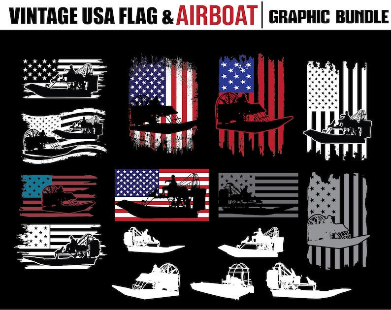 Airboat Svg - Airboat FLAG BUNDLE River Airboating Instant Download - Etsy