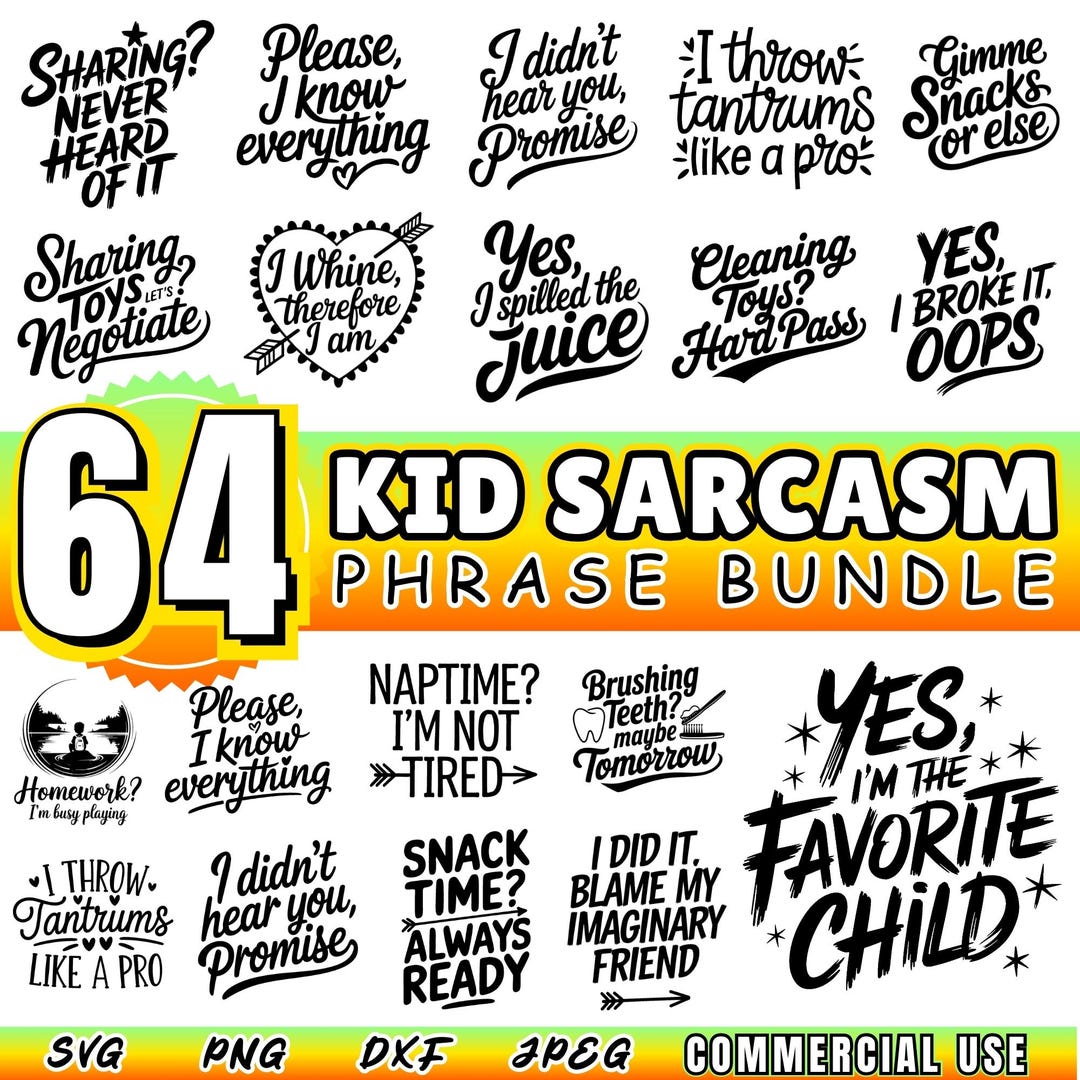 Kid Sarcasm SVG Bundle | Funny Quotes for Kids | Sarcastic Sayings Cut ...