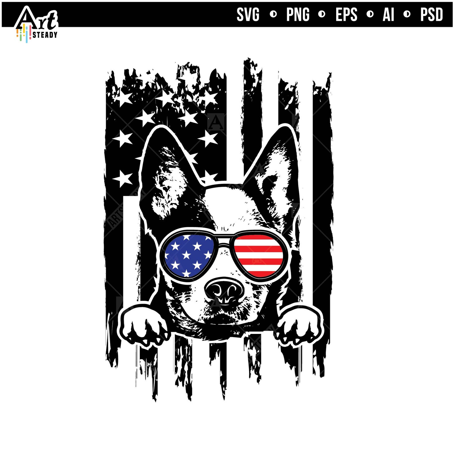 Heeler Svg Heeler Graphic Flag Vintage Art Australian Cattle Dog Svg ...