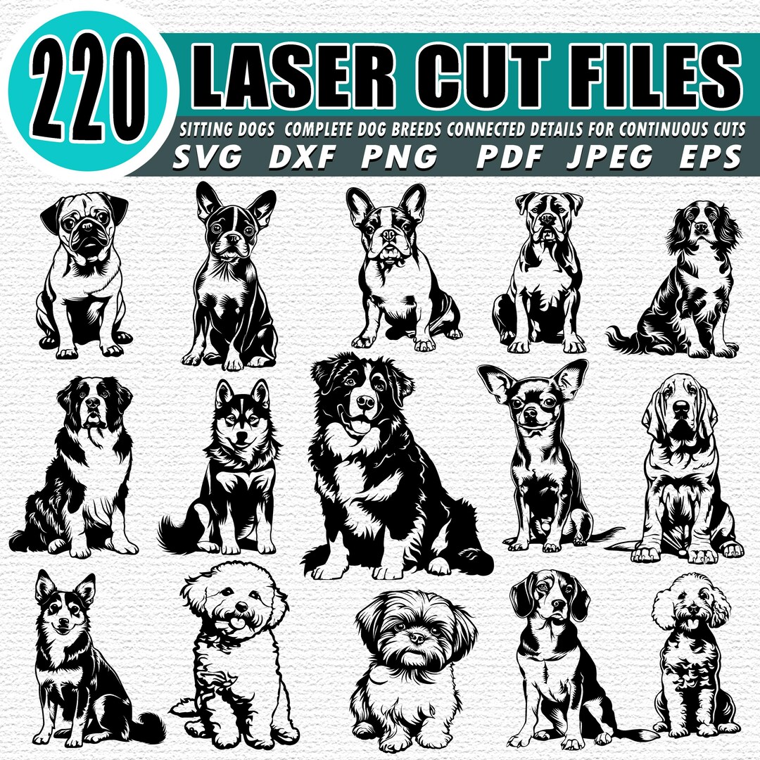 220 Laser Cut Files Sitting Dogs Complete Dog Breeds Files CNC Plasma ...