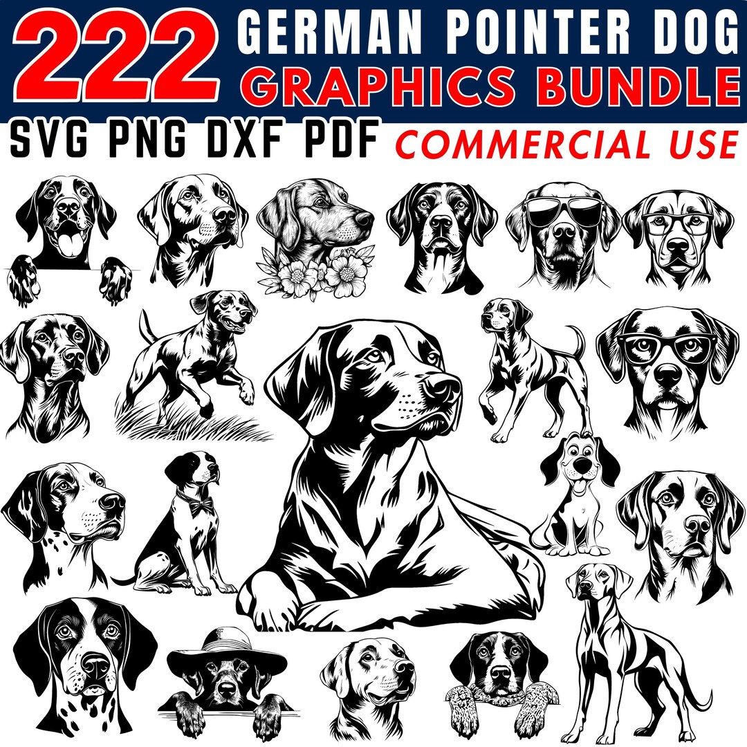 German Pointer Dog Svg Dxf Png Jpeg Bundle Instant Digital Downloads ...