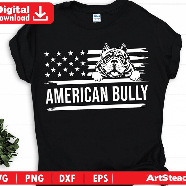 American Bully With Flag Svg - Etsy