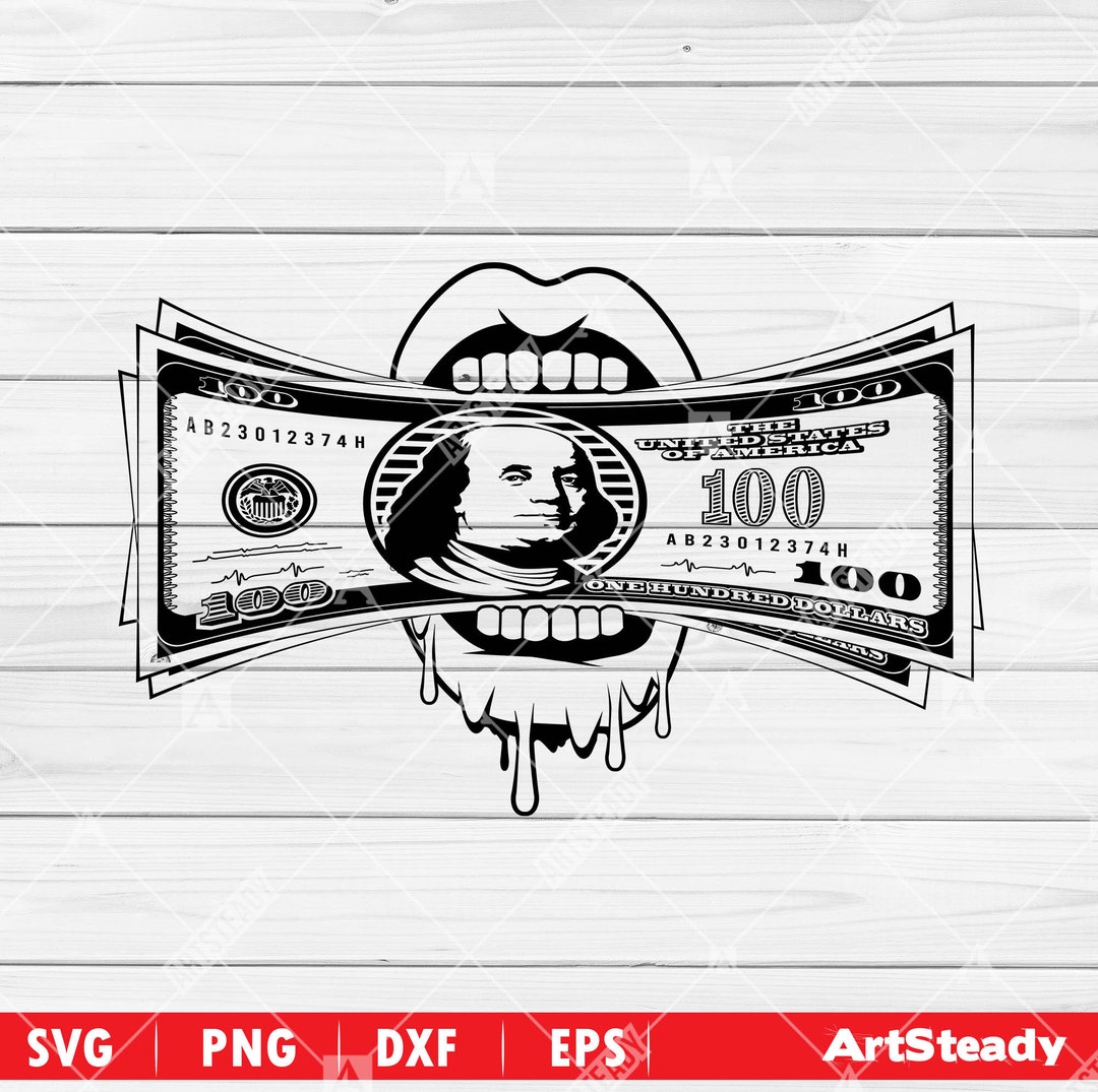 Dollar Money Bill SVG Files and PNG Dripping Lips Biting a - Etsy