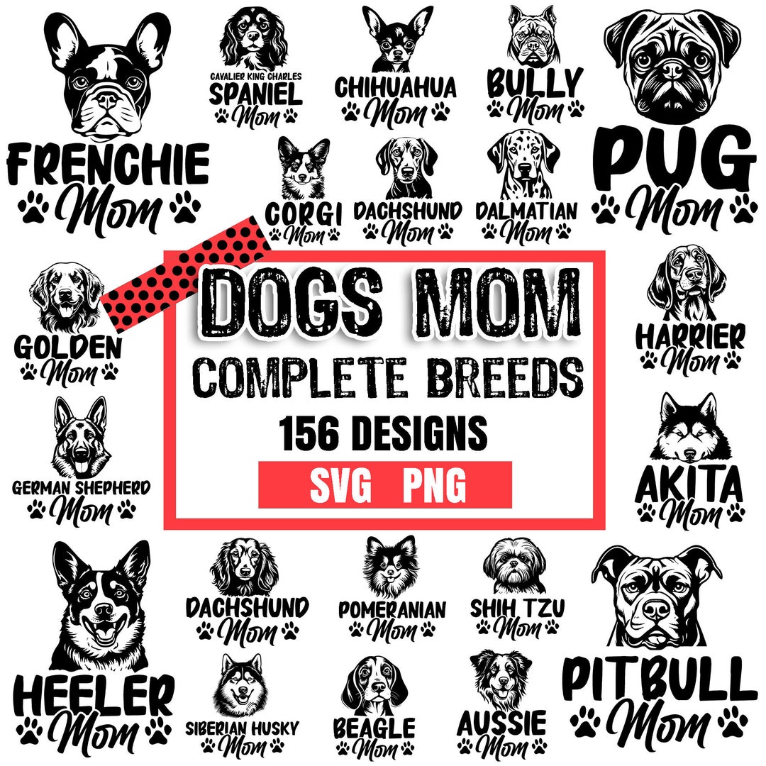 Peeking Dogs Moms, Complete Dog Breeds Bundle SVG, PNG Instant Digital Downloads - Etsy
