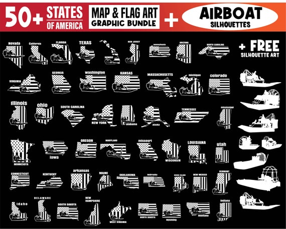 Airboat Svg Files State Map Graphic Bundle and Patriotic - Etsy