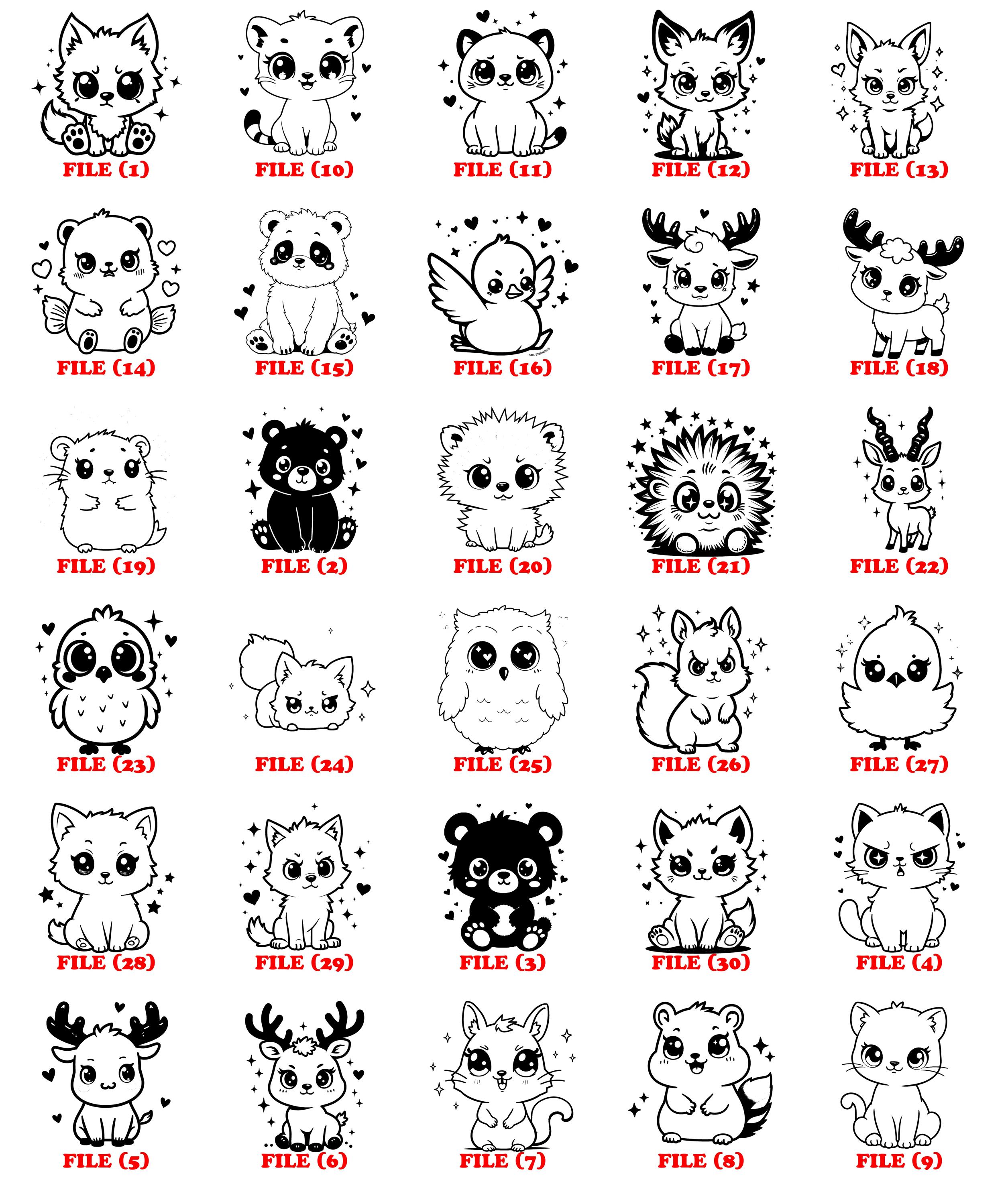 Grumpy Animals Kawaii Svg Png Pdf & Dxf Bundle Cute Designs for Cricut ...
