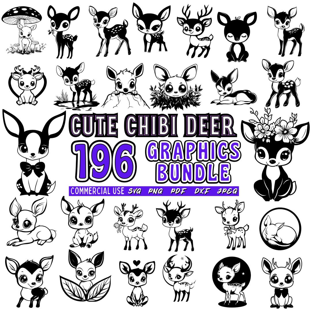 Cute Chibi Deer SVG | Kawaii Fawn Clipart | Woodland Animal Cut Files ...