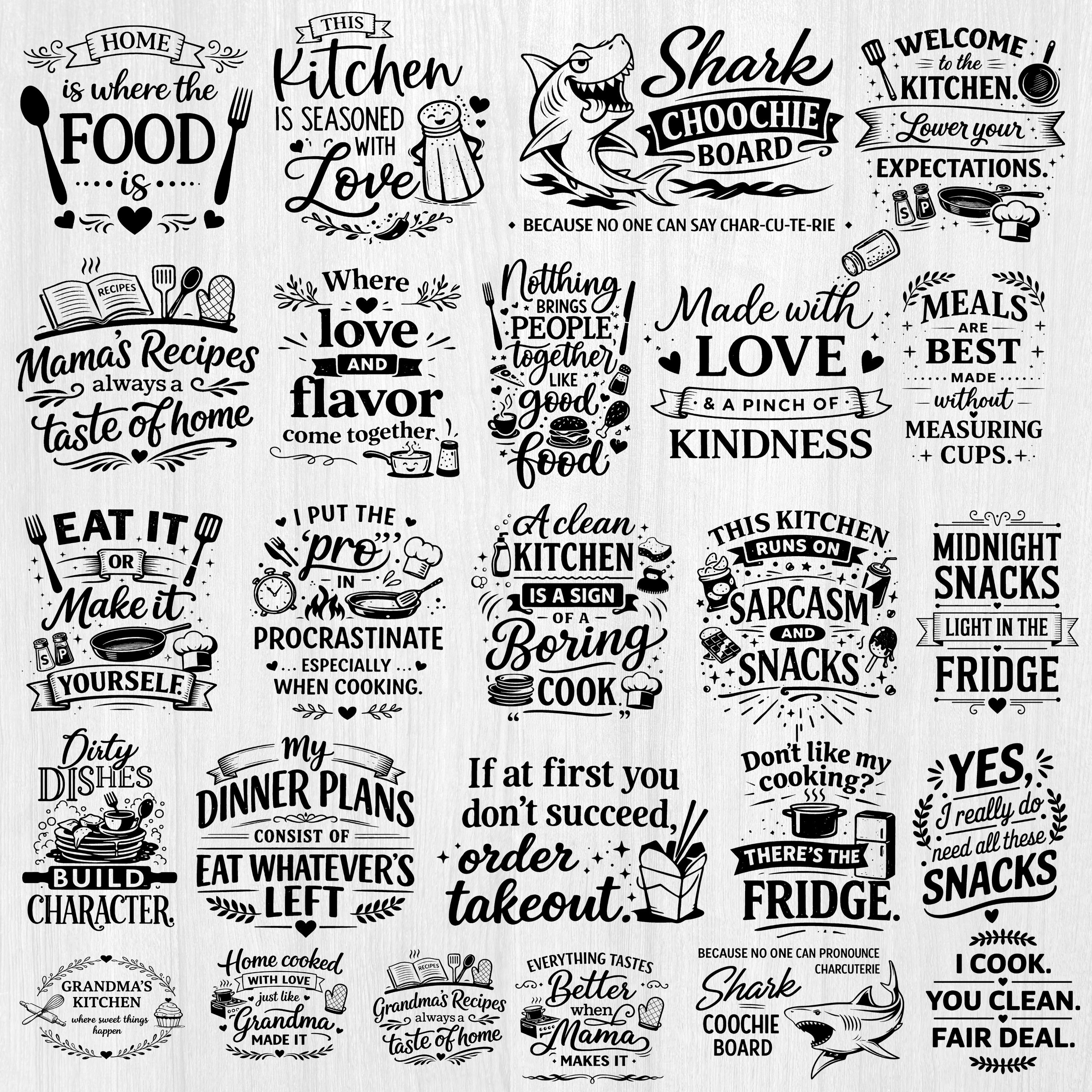Cutting Board Sayings Bundle With Kitchen Quotes Laser Engraving Files ...