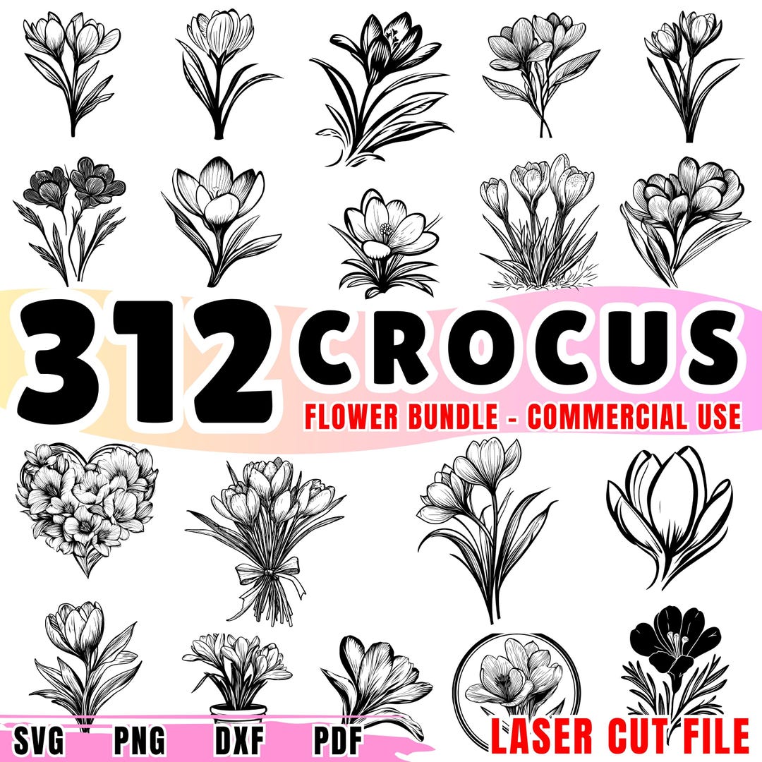 Crocus Flower DXF Bundle | SVG Cut Files | Spring Floral Patterns ...
