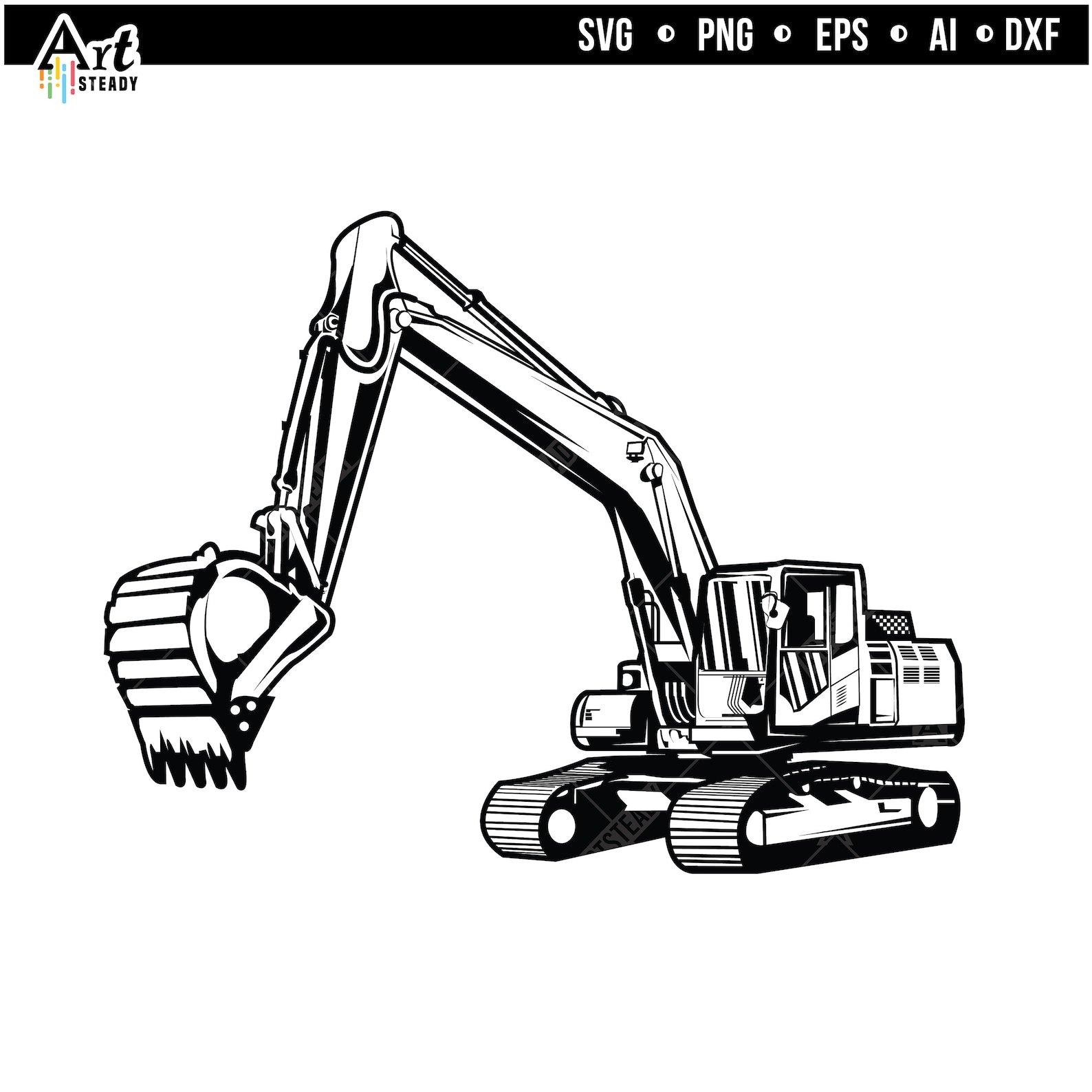 Laser Cut Files Excavator Backhoe SVG and PNG for Wood Engraving ...
