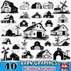 Old Farm Barn Svg & PNG Files, Farm Illustration Silhouette Clipart ...