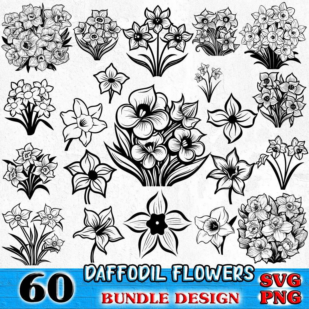 Daffodil Flowers Bundle SVG, PNG Instant Digital Downloads - Etsy