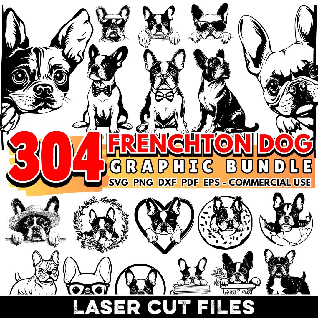 Frenchton Dog DXF Bundle | French Bulldog Laser Cut Files | Frenchie ...