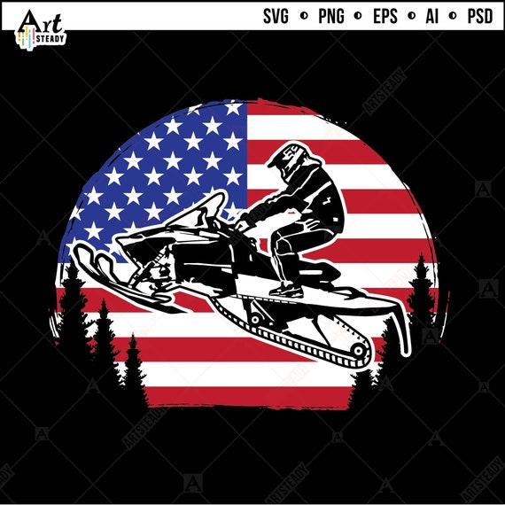 Snowmobile svg files SNOWMOBILE FLAG SUNSET snowmobiling | Etsy