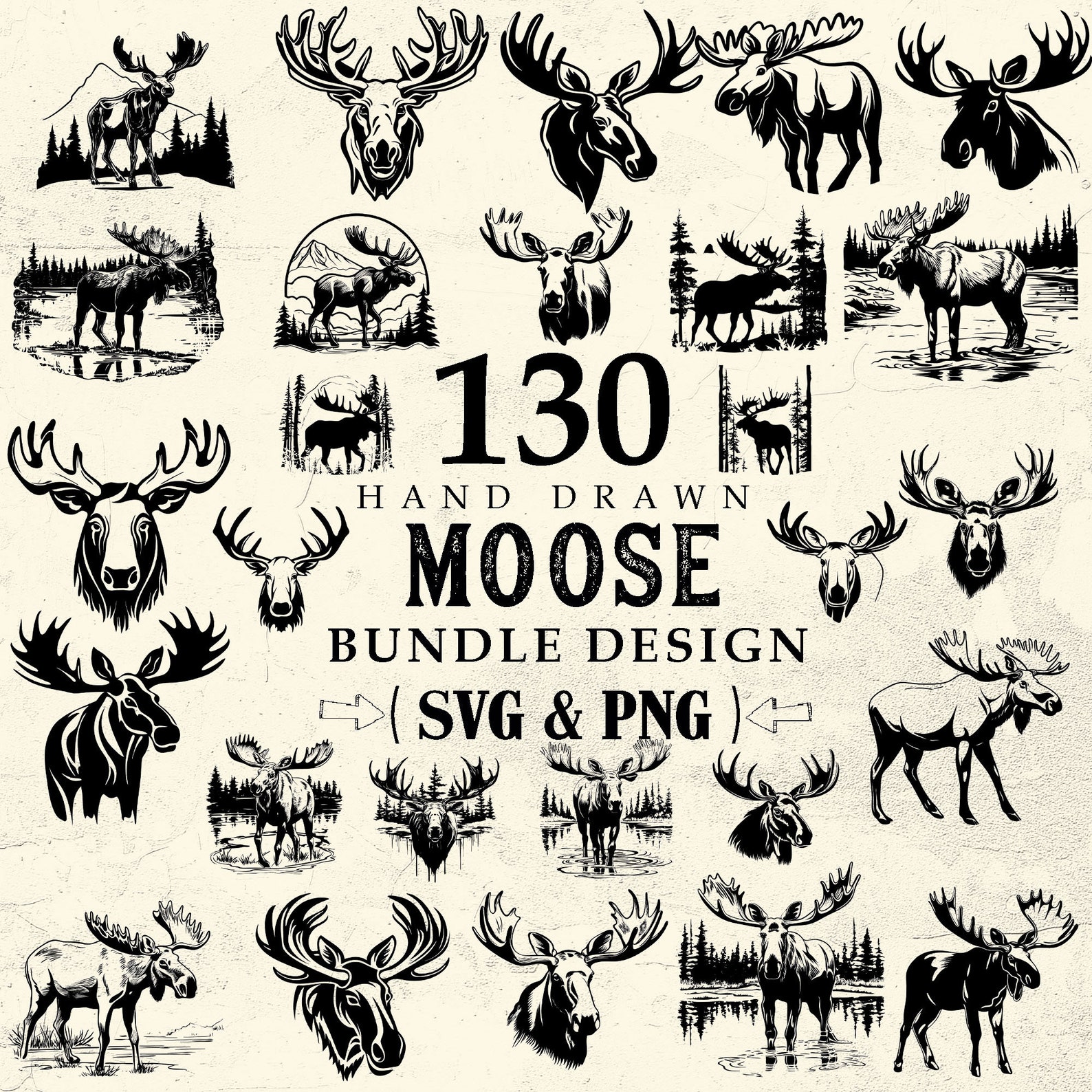 Moose Graphic Art Bundle SVG, PNG Instant Digital Downloads - Etsy