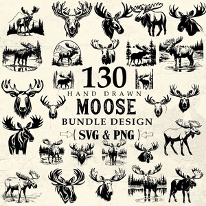 Moose Graphic Art Bundle SVG, PNG Instant Digital Downloads - Etsy