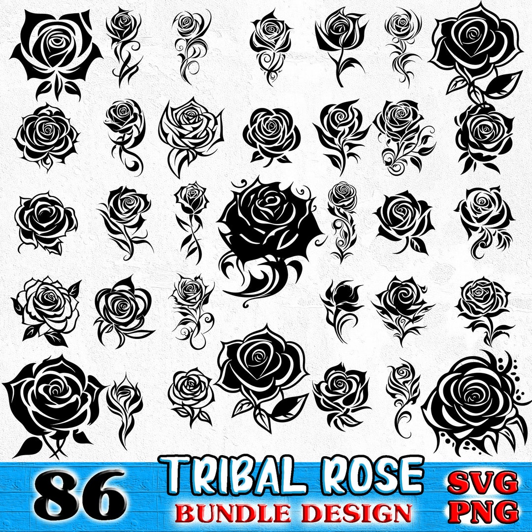 Rose Tribal Art Bundle SVG, PNG Instant Digital Downloads - Etsy