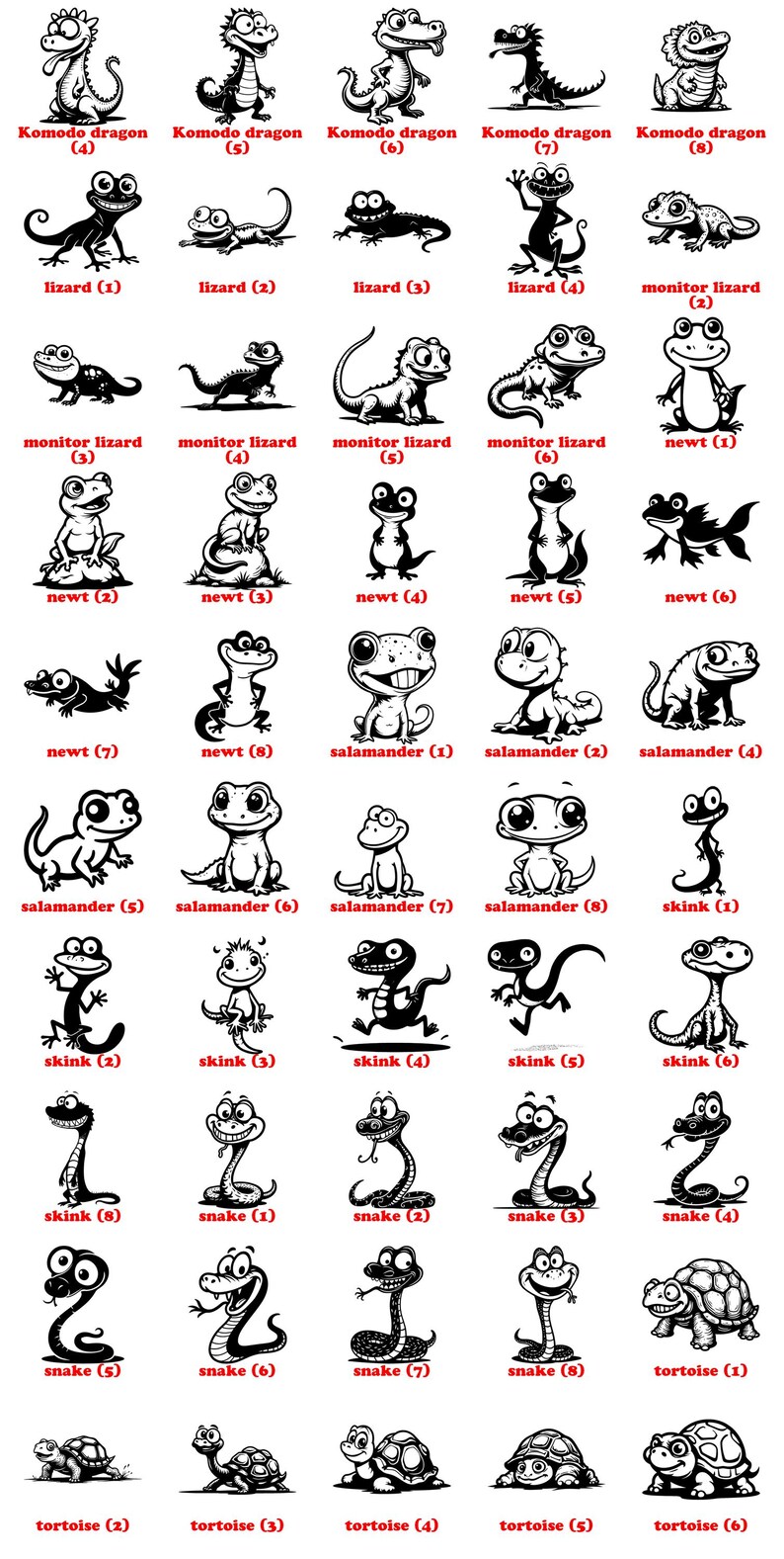 Laser Engrave Files Ugly Goofy Big Eyes Reptiles Svg Png Pdf & Dxf ...