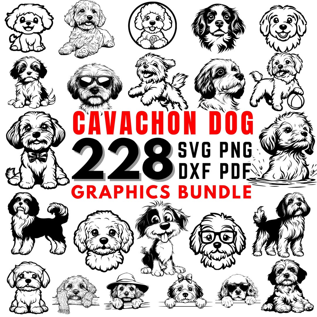 Cavachon Dog Svg Dxf Png Jpeg Bundle Instant Digital Downloads ...