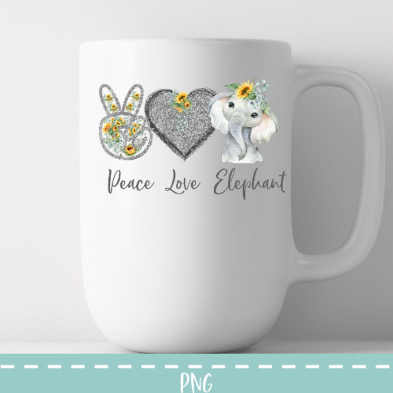Peace love elephant png elephant clipart sublimation design | Etsy