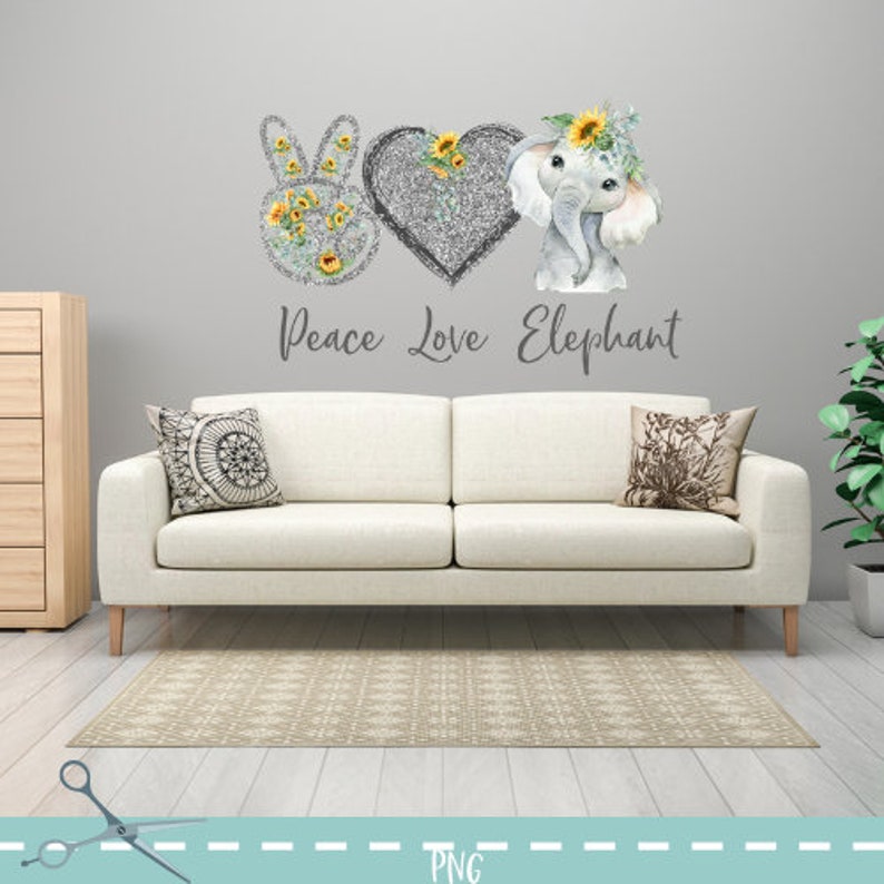 Peace Love Elephant Png ,elephant Clipart, Sublimation Design ...