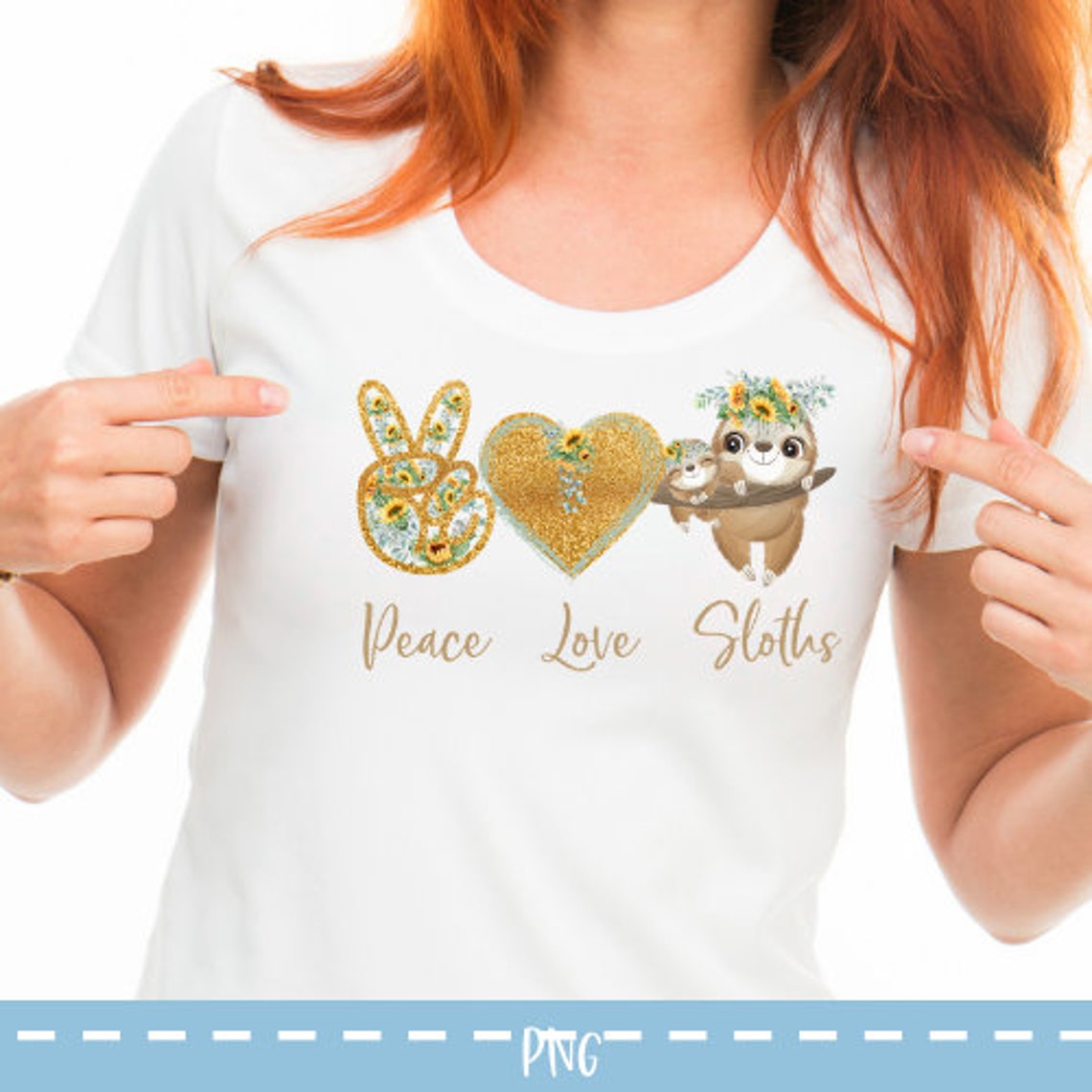 Peace Love Sloth Png Sublimation Design sunflower Png - Etsy