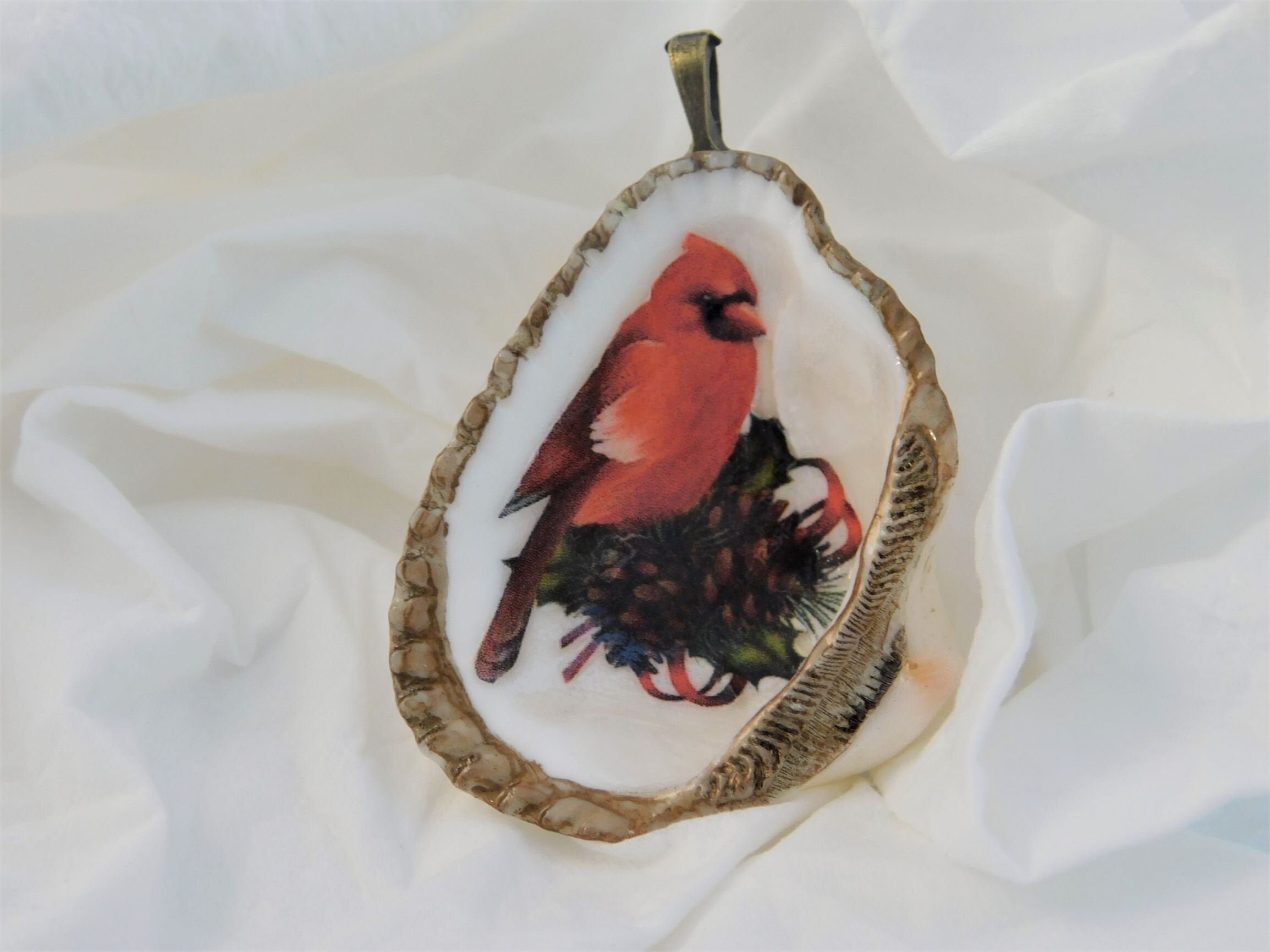 Cardinal Shell Pendant or Ornament - Etsy