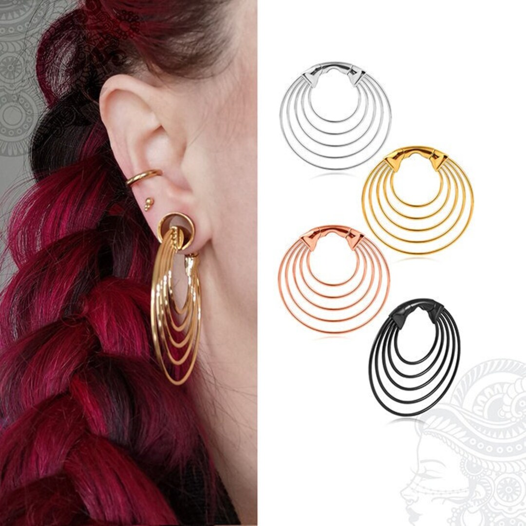 6mm 1/4 Pair of Multi Layer Hoop Hangers in Silver Gold - Etsy