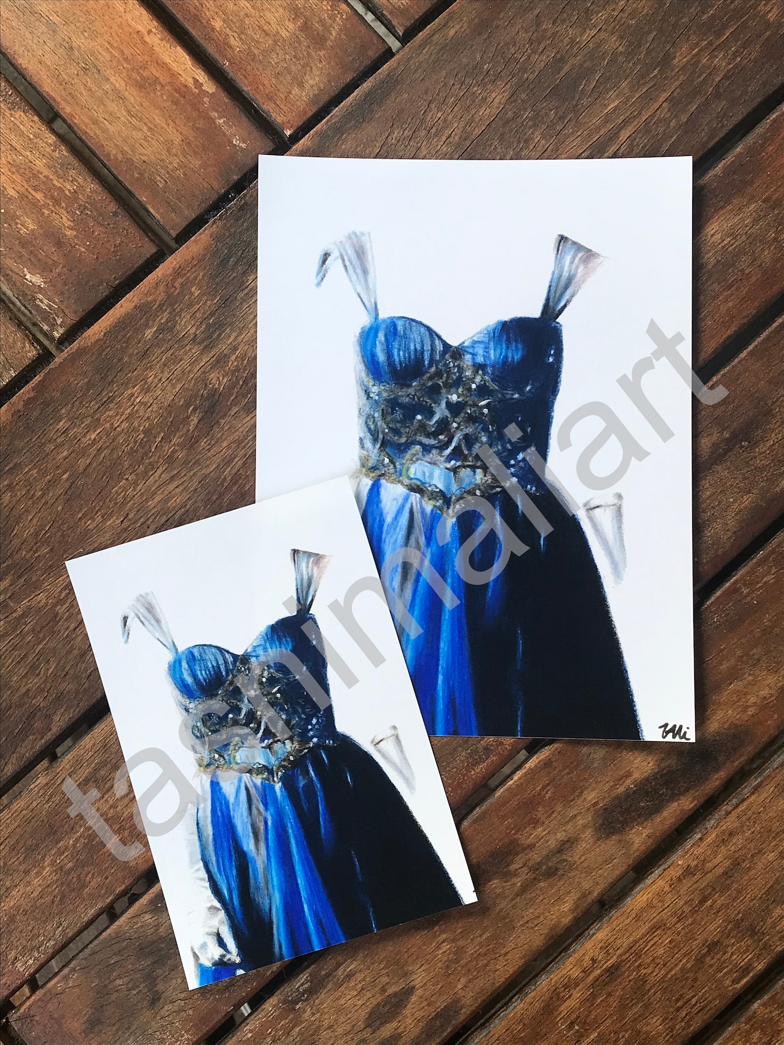 Klaus Caroline Blue Dress Pencil Drawing Print the Vampire Diaries - Etsy