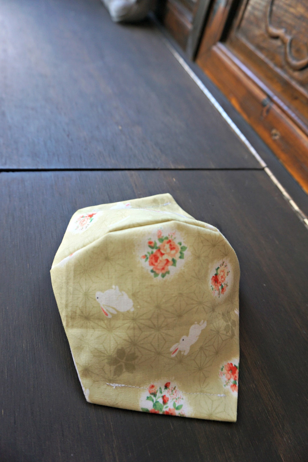 Japanese Full Cotton Double Layered Face Mask - Green Bunnies - Etsy