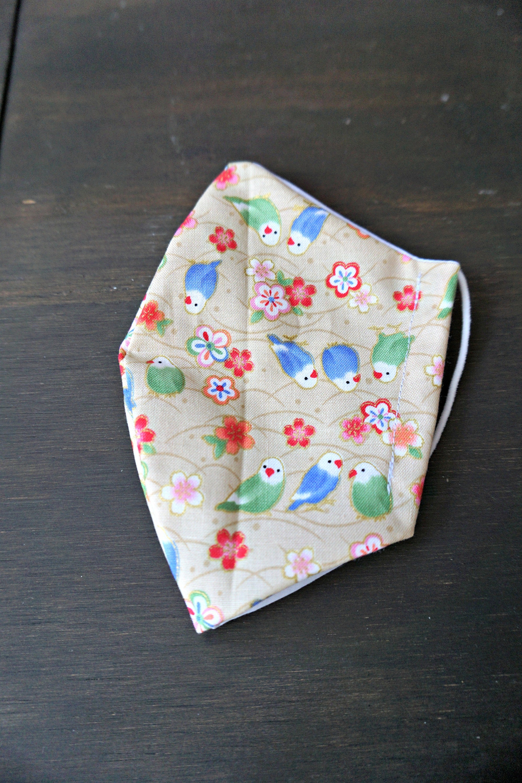 Japanese Full Cotton Double Layered Face Mask - Cream Lovebirds - Etsy