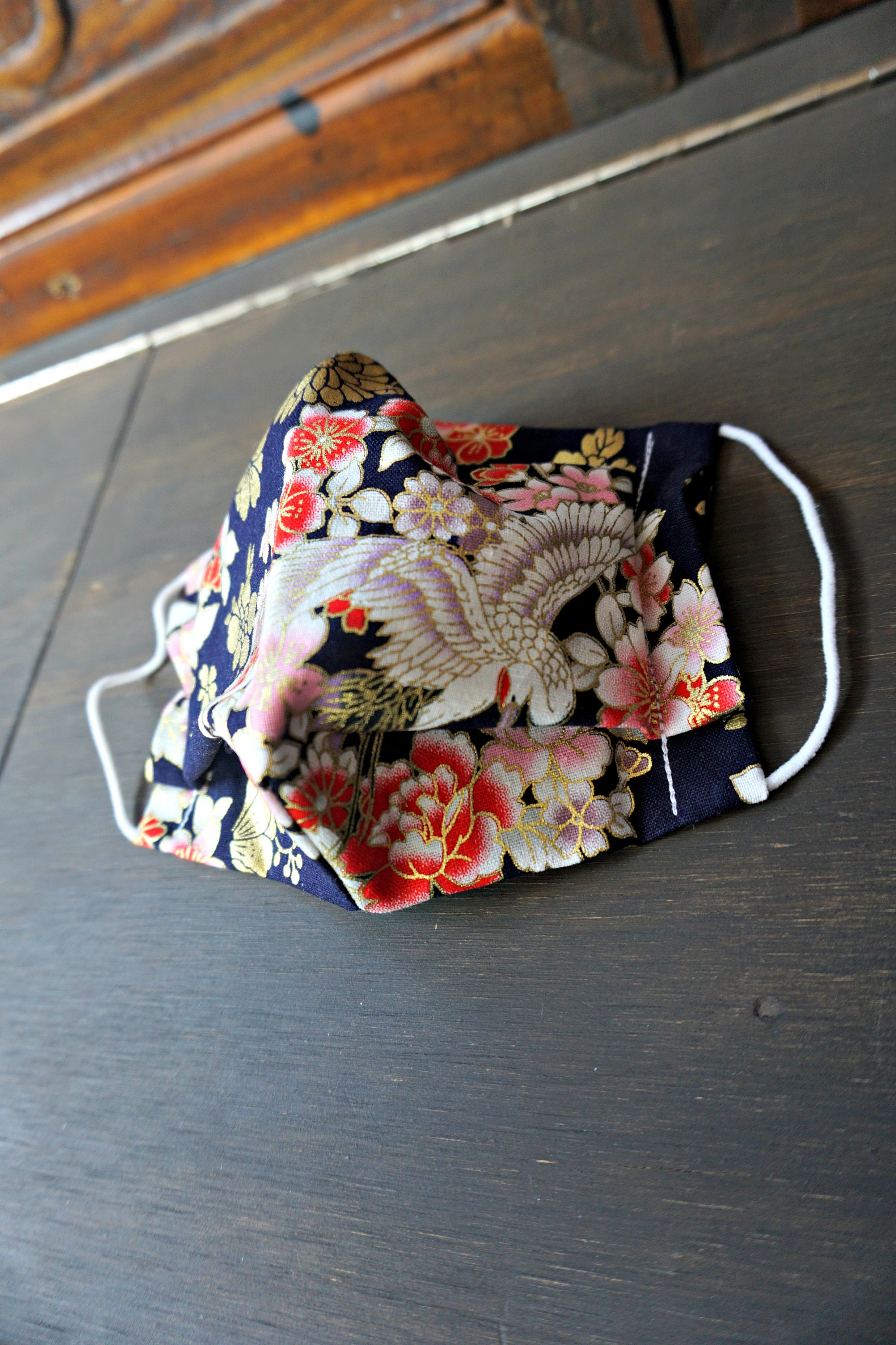Japanese Full Cotton Double Layered Face Mask - Royal Crane - Etsy