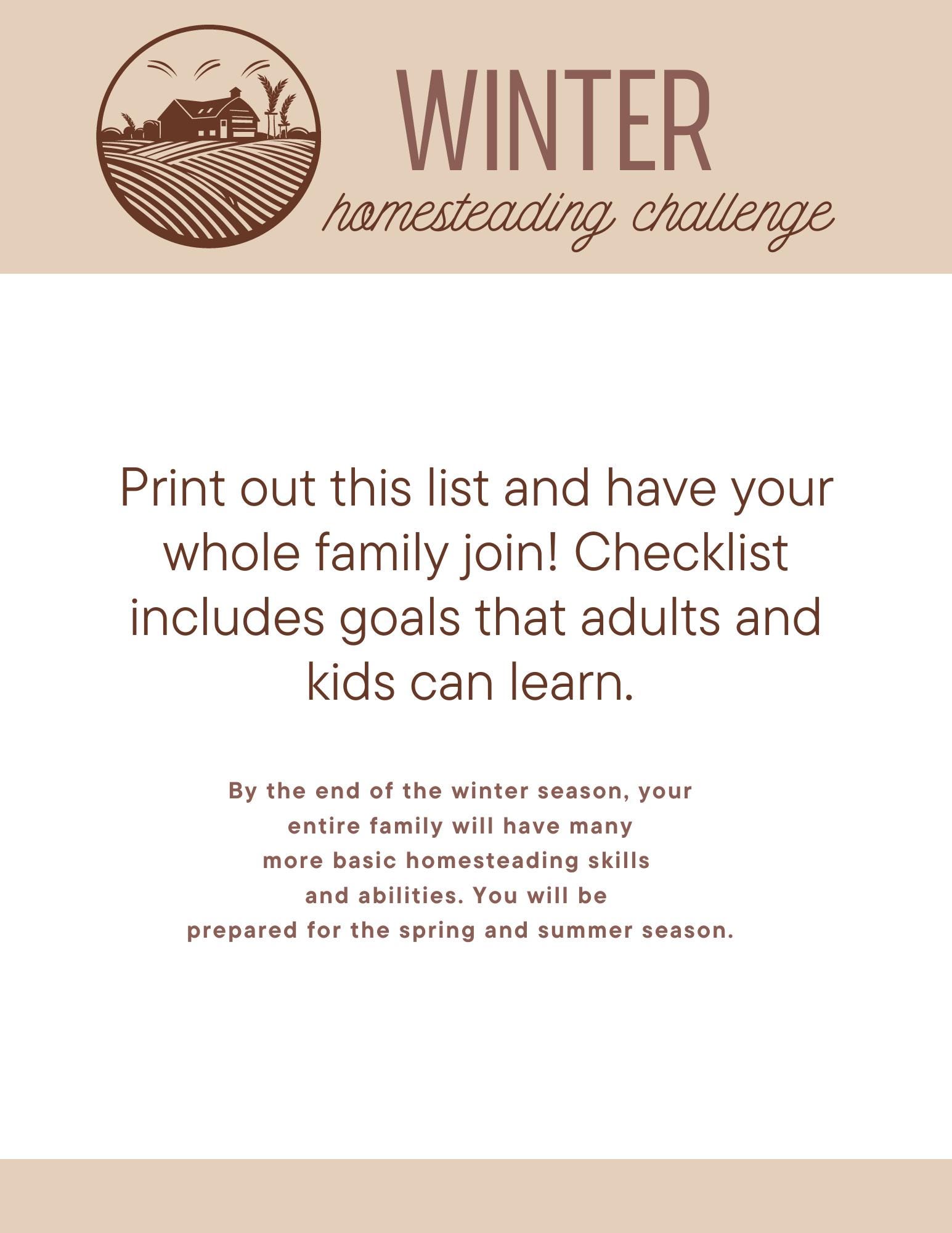 Homesteading Goal Checklist, Winter Checklist for Homesteaders ...