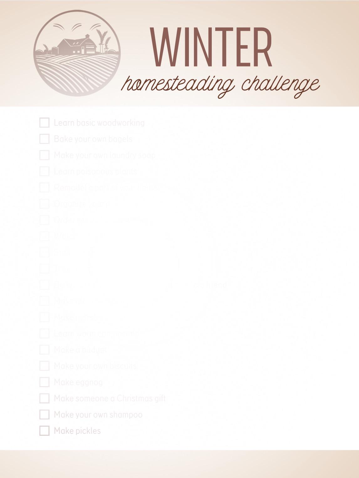 Homesteading Goal Checklist, Winter Checklist for Homesteaders ...