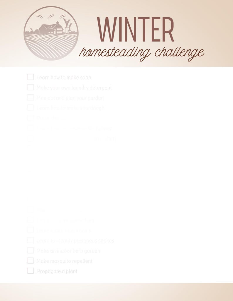 Homesteading Goal Checklist, Winter Checklist for Homesteaders ...