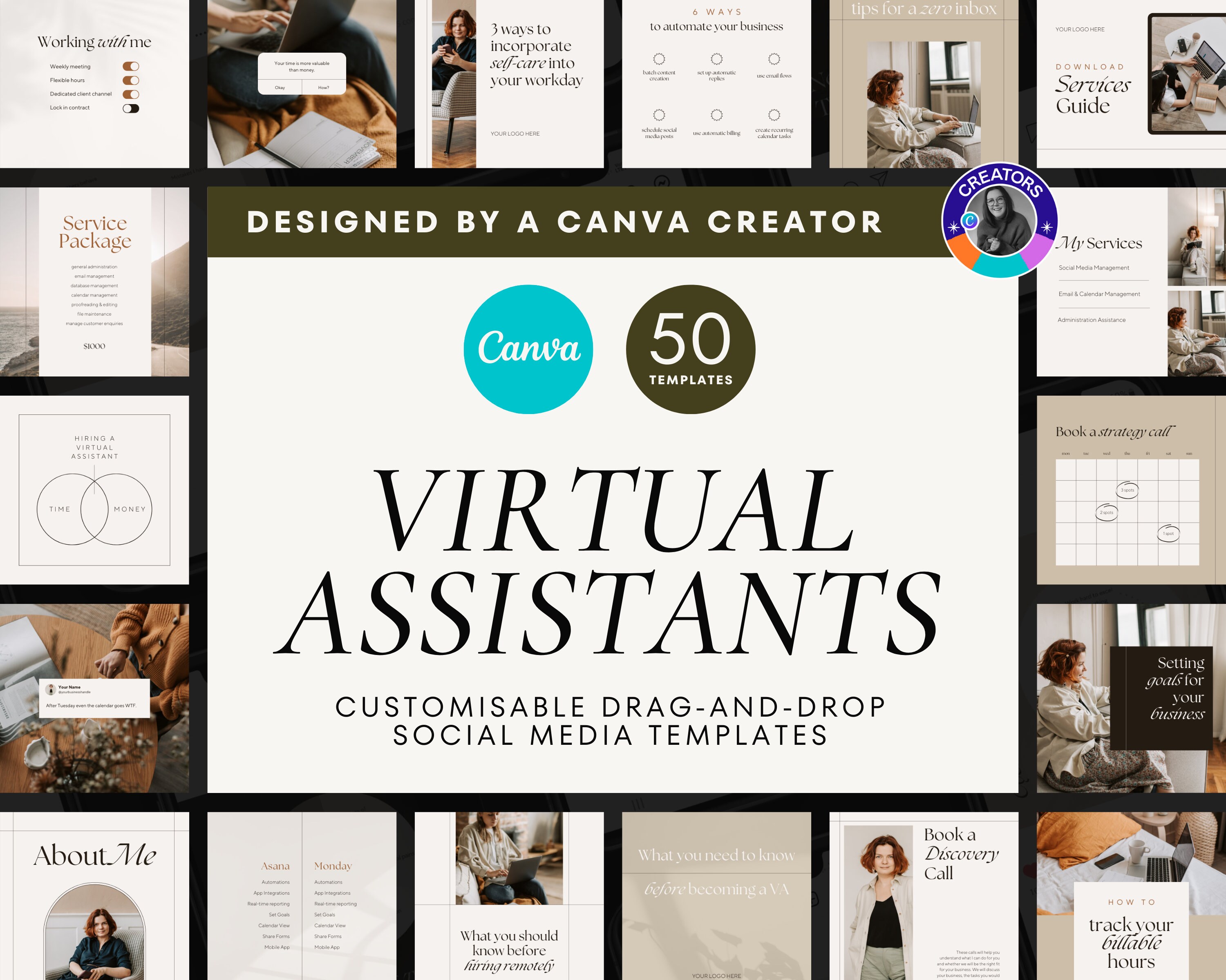 50 Social Media Templates for Virtual Assistants VA Instagram Virtual ...