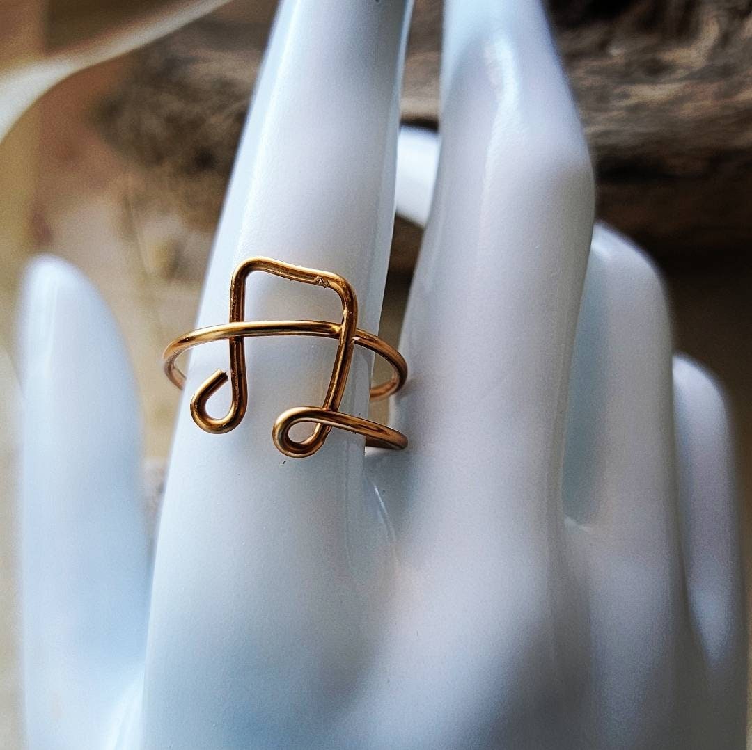 Double-sided Music Note Heart Coper Wire Wraped Ring - Etsy