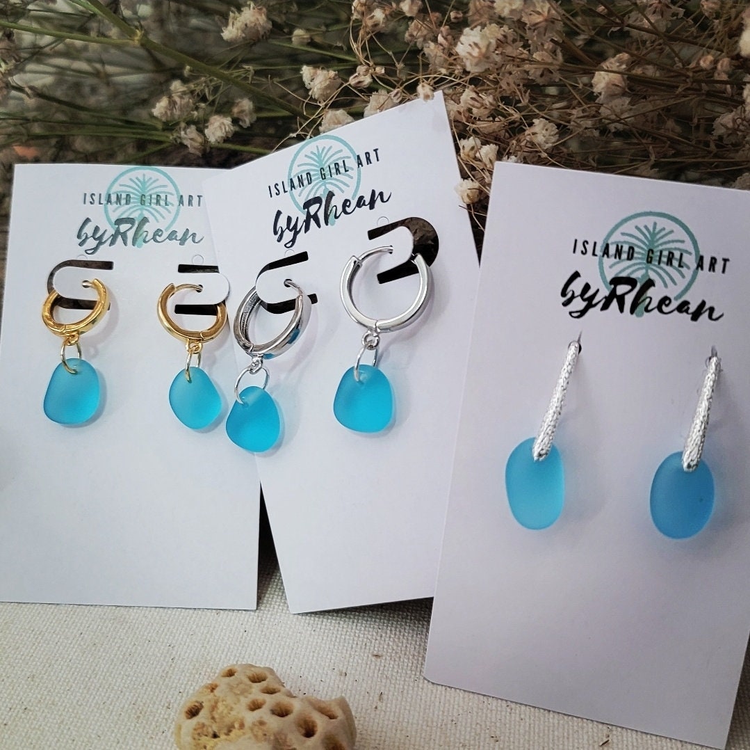 14K Gold Filled White Gold Seaglass Earrings 925 Sterling - Etsy