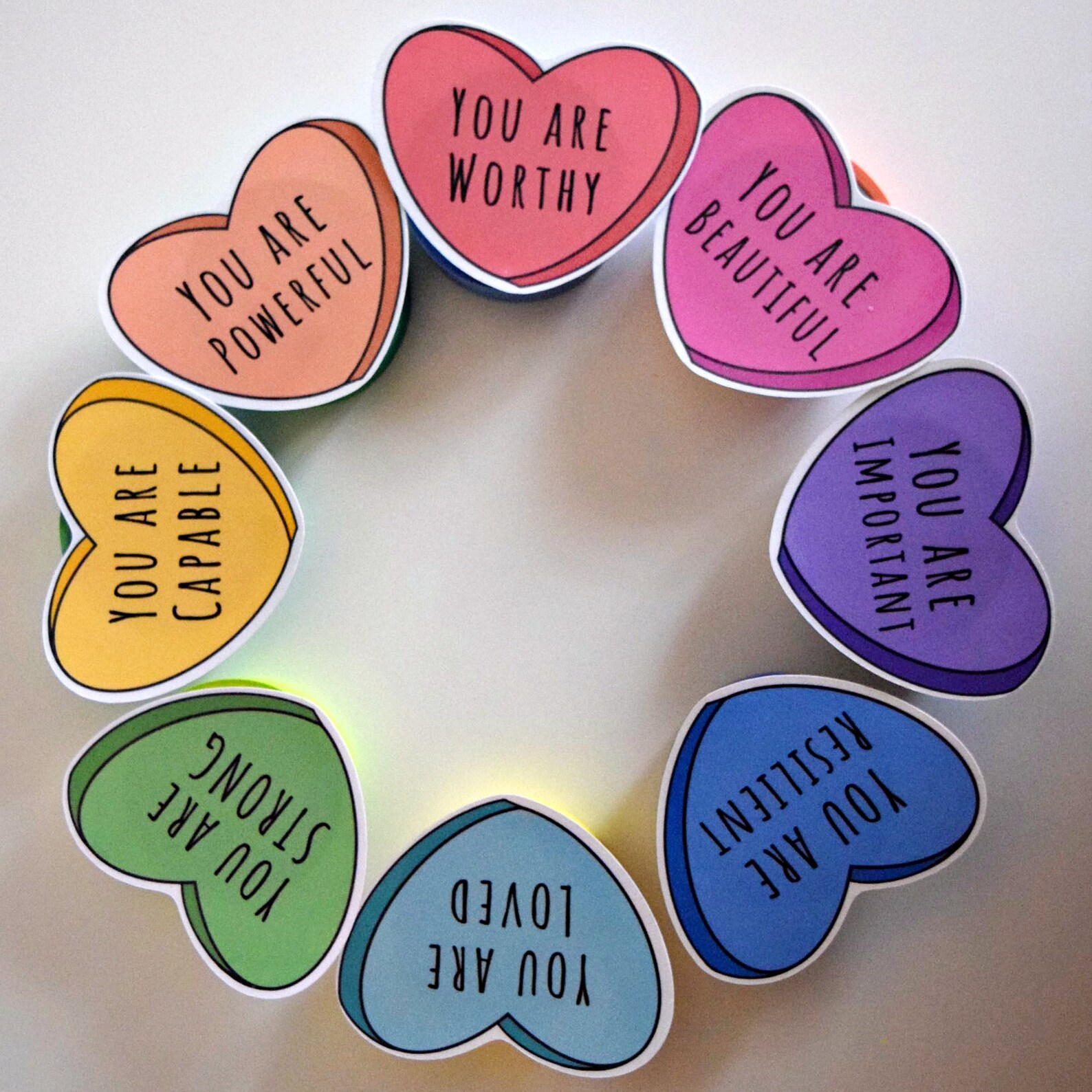 Candy Hearts Affirmation Stickers (8 Pack+) - Etsy