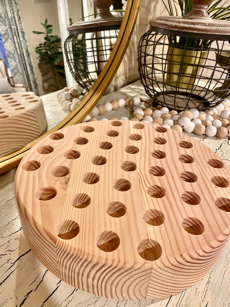 11 Round Handmade Large Wood Candleholder / 7/8 - Etsy