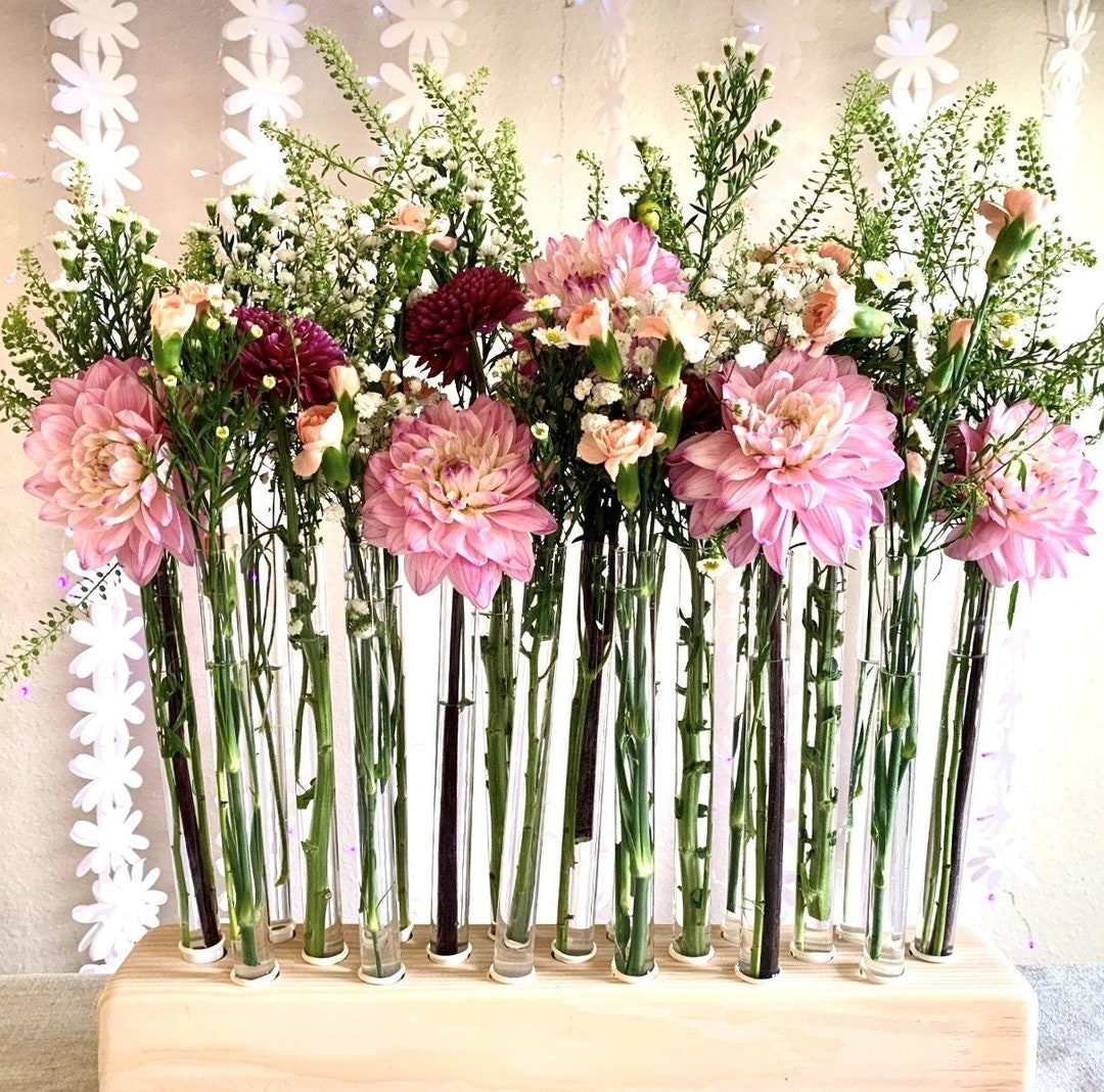 Handcrafted Wood Flower Tube Holder: Taper Candle Vase - Etsy